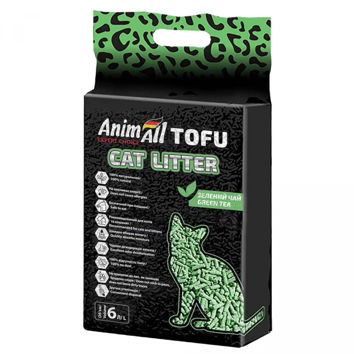 AnimAll Tofu Green Tea — соевый наполнитель с ароматом зелёного чая, 6 ...